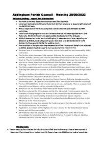 Matters Arising Sept 2022 | Addingham Parish Council